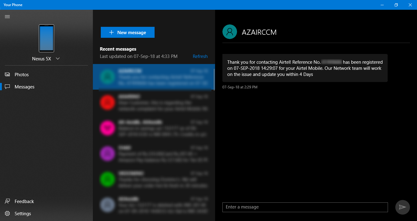 L'app Your Phone per Windows 10 ottiene il supporto agli SMS