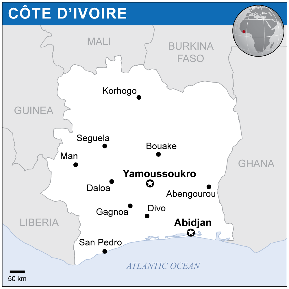 Geography Blog: Map of Cote d'Ivoire