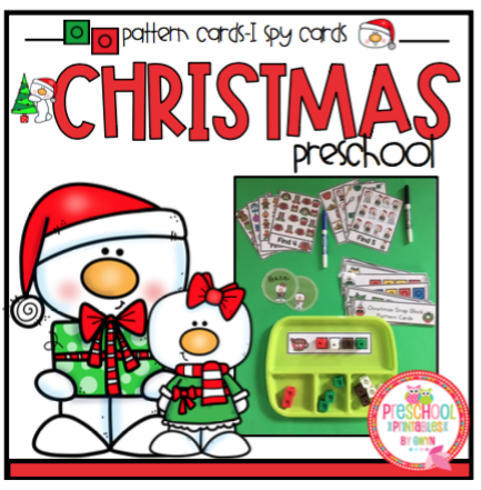 Christmas Pattern and I Spy Cards ~ Preschool Printables