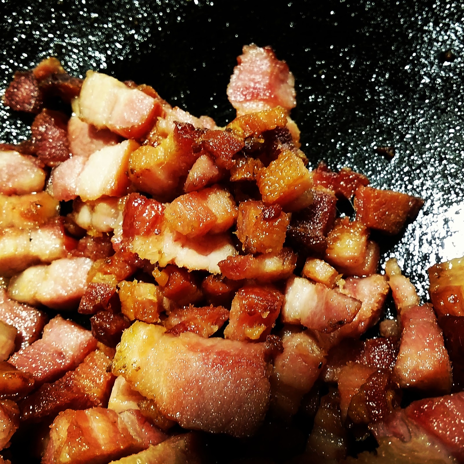 Frying Polish Style Pressed Bacon Photos