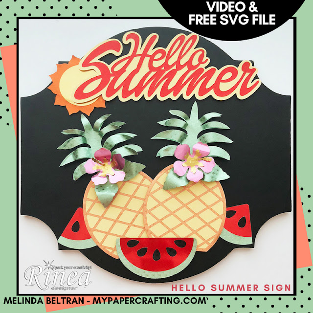 CraftyMelinda.com: Hello Summer Sign with Rinea Foil Paper, FREE SVG's ...