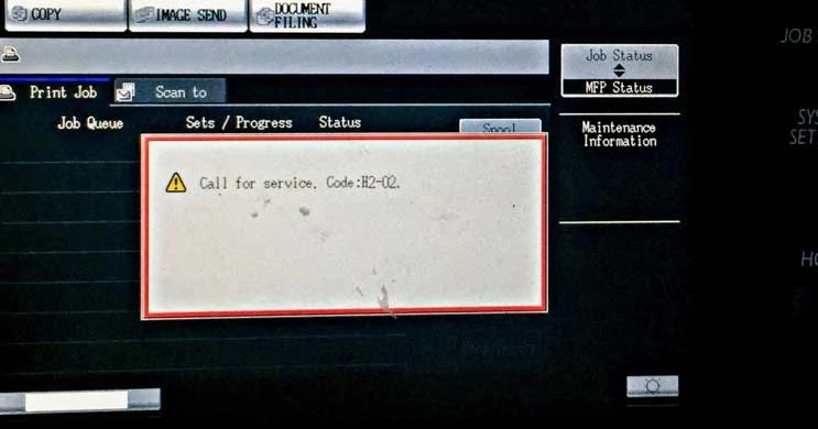 Solved: Error Code H2-02 on Sharp MX-3100, mx2600, MX41OON, MX5000N ...