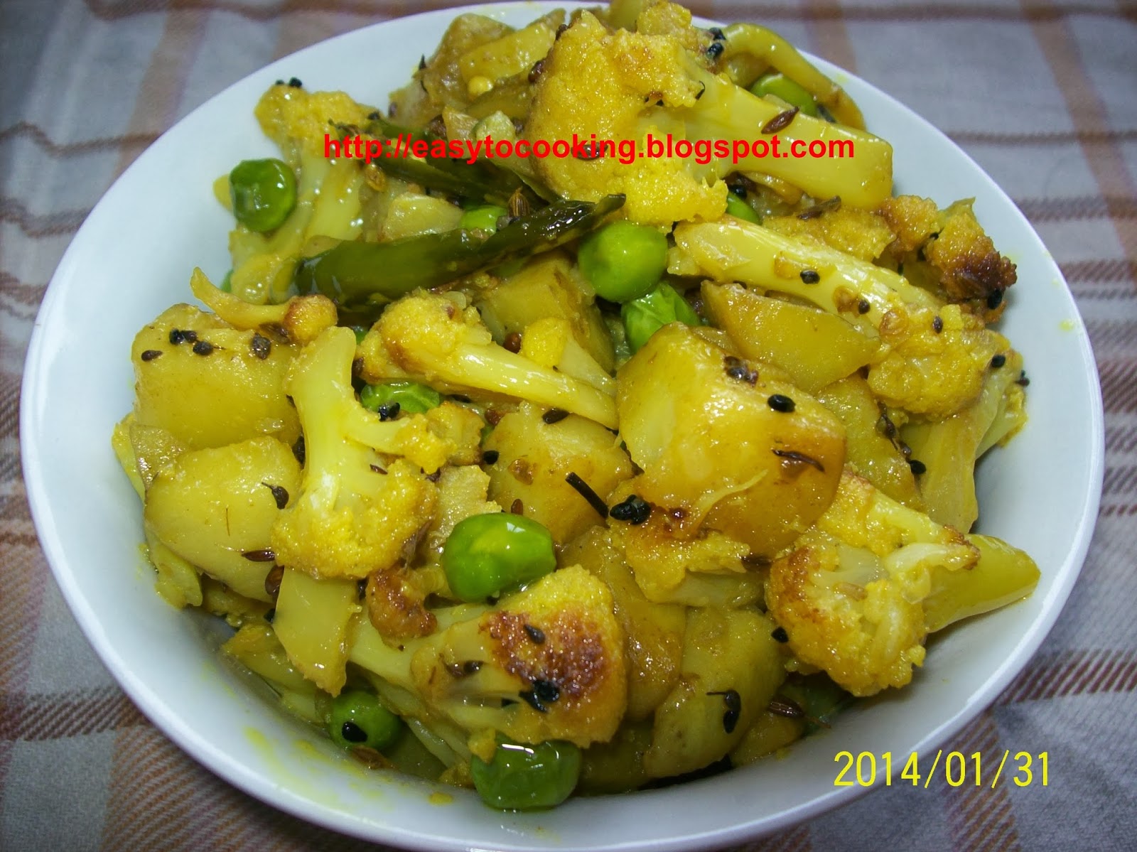 Easy Recipes For U: Cauliflower peas/Gobi bhaji/fulkopi aloo bhaji