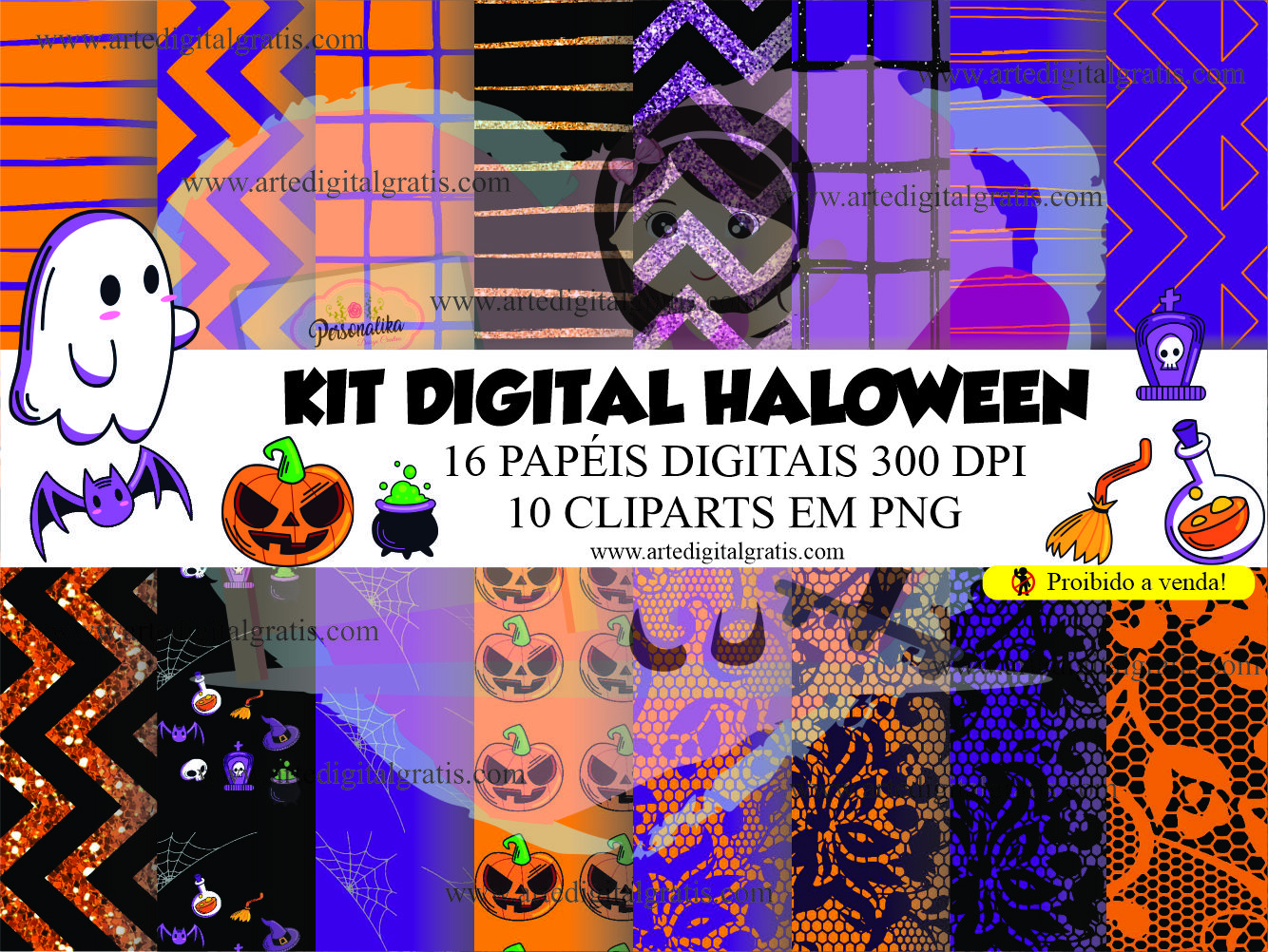 KIT DIGITAL HALLOWEEN GRÁTIS - Arte Digital Grátis