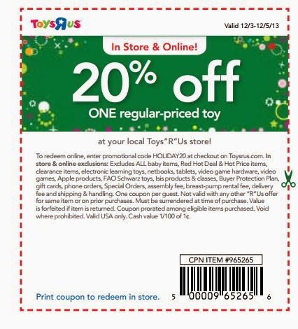 Josie's Smitty Deals: Toys R Us 20% Coupon on Regular Priced Toy till 12/5