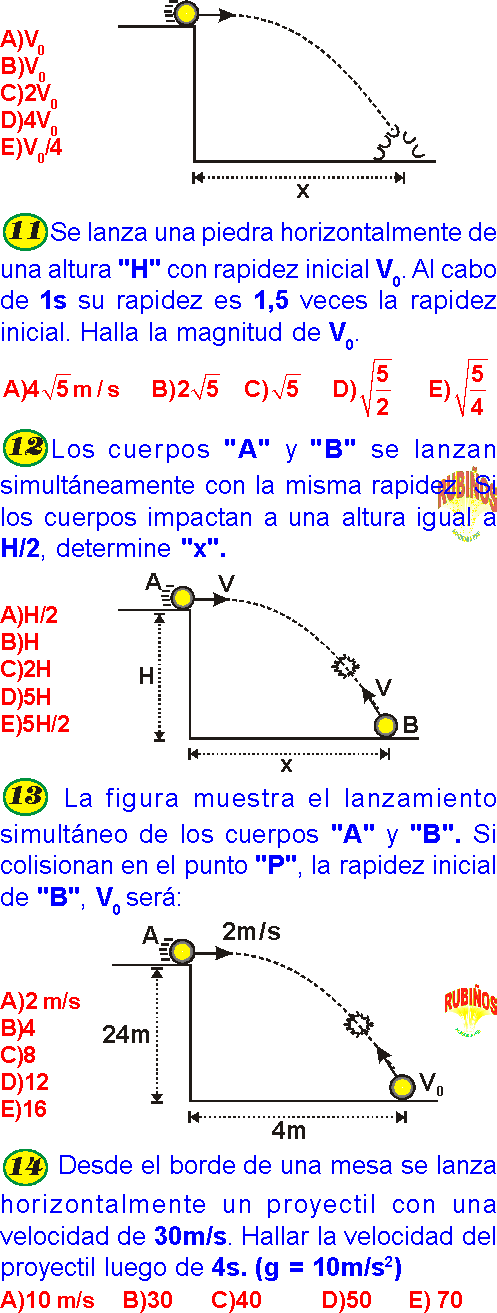 MOVIMIENTO PARABÓLICO EJERCICIOS CON RESPUESTAS PDF