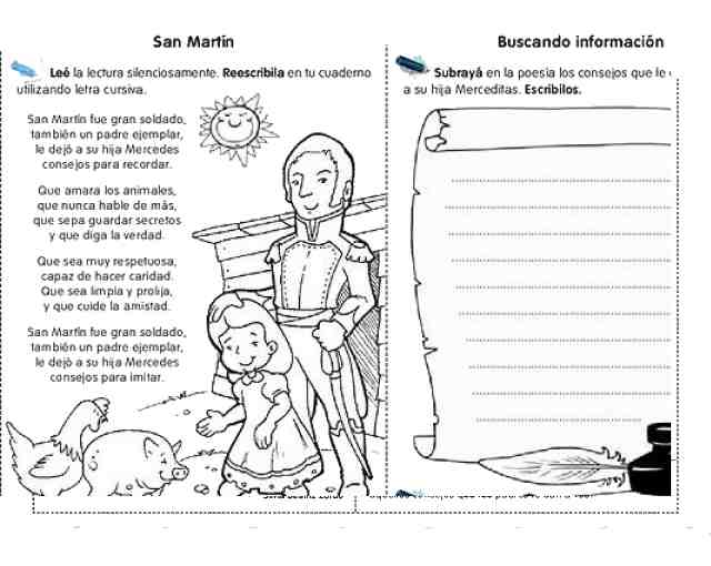 dibujos y poemas General San Martín - Colorear dibujos infantiles