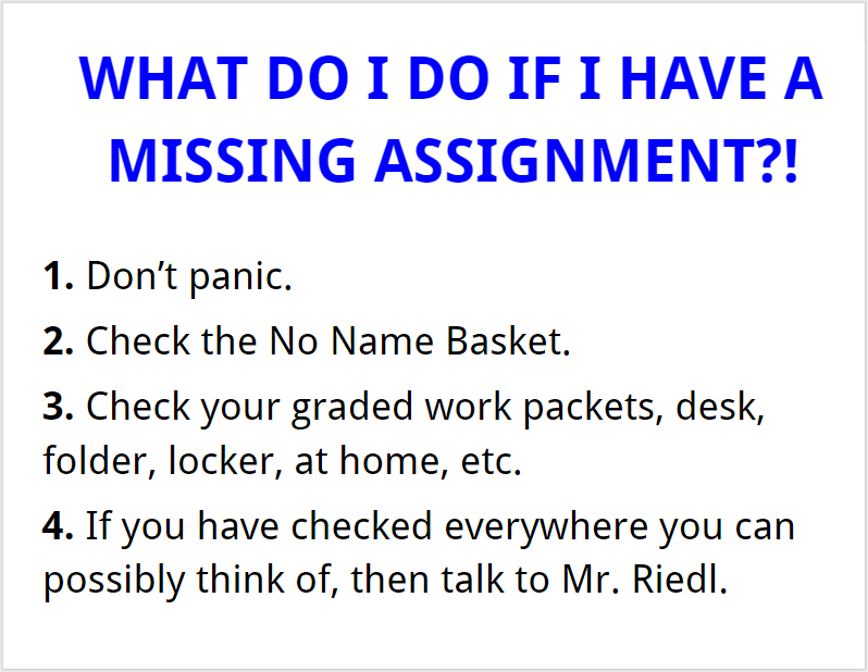 RiedlTeach.blogspot.com: Missing Work Procedures & Returning Graded Work