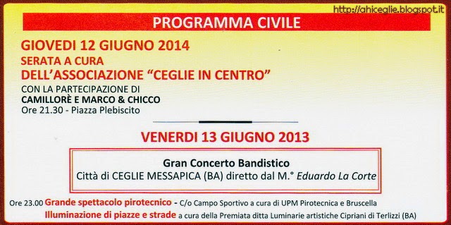 Ahi Ceglie ...: Festeggiamenti in onore di S. Antonio di Padova Ahi Ceglie ...: Festeggiamenti in onore di S. Antonio di Padova