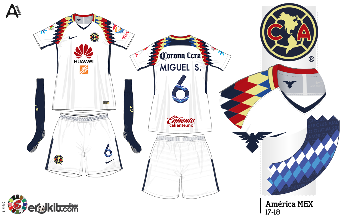 Kit Design, by eroj: 2017-18 America Mex Home e Away