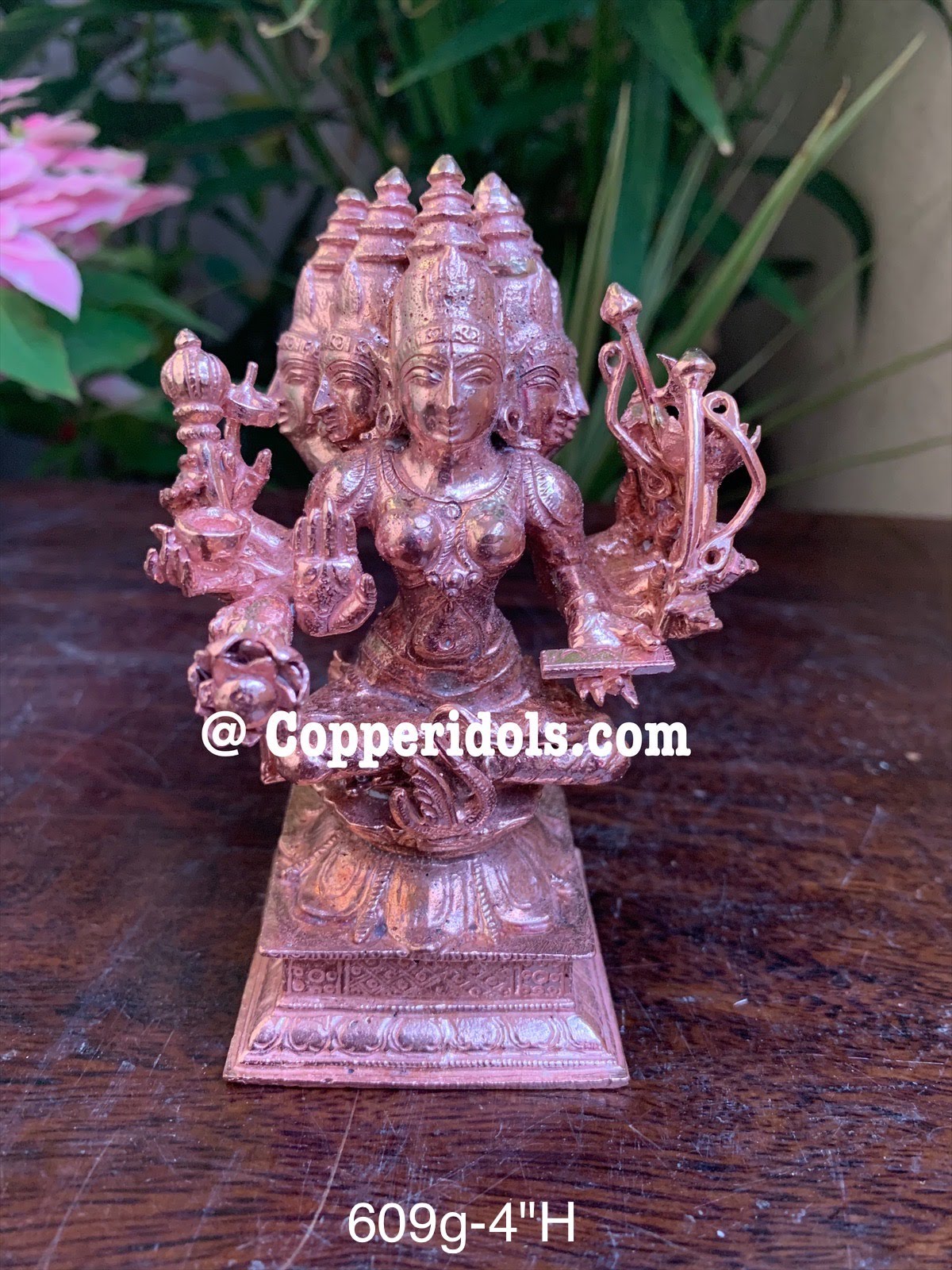 COPPER IDOL OF GODDESSES GAYATRI, DEVI GAYATRI, VEDA MATA
