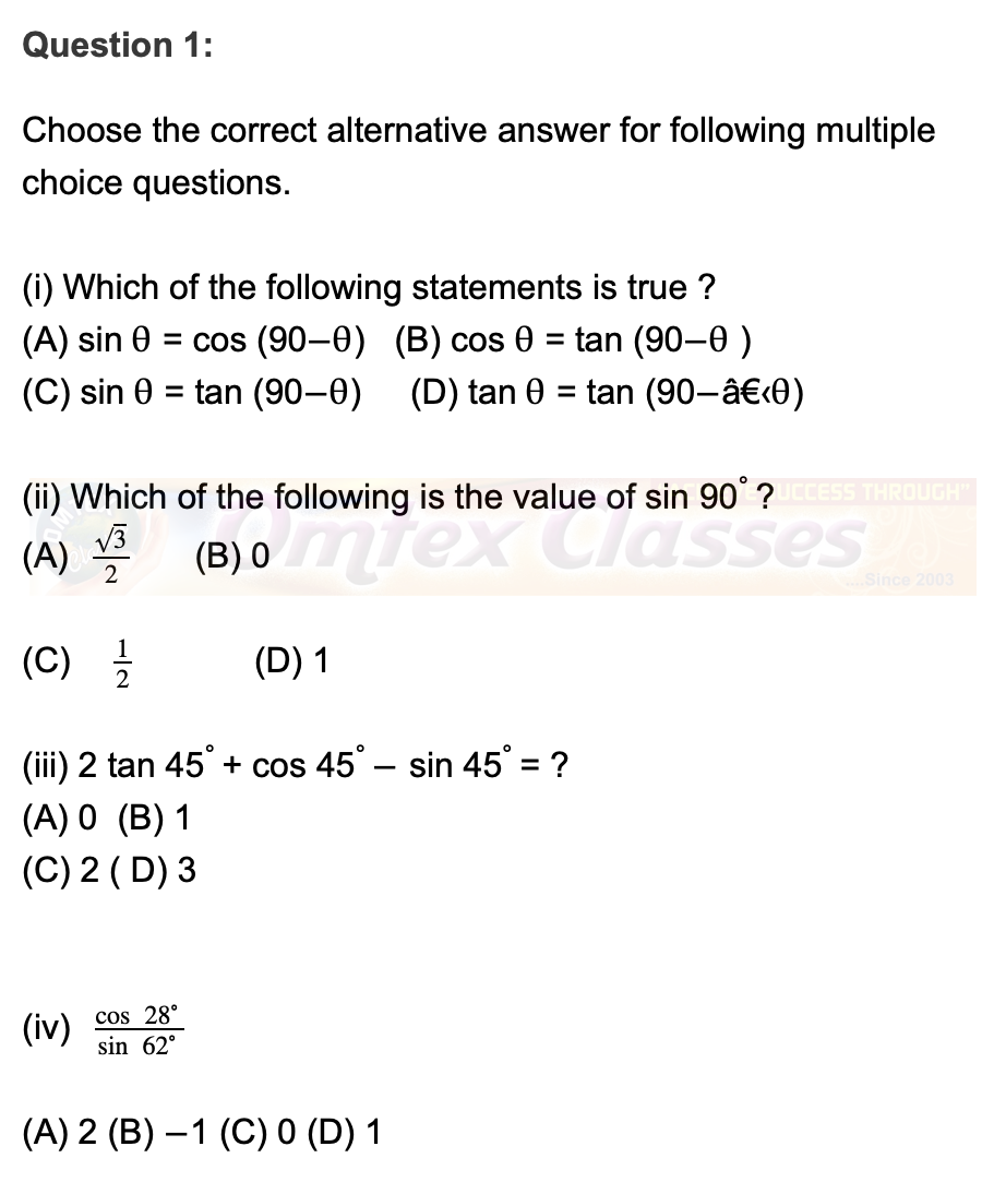 Education: Chapter 8 - Trigonometry Mathematics Part II Solutions for ...