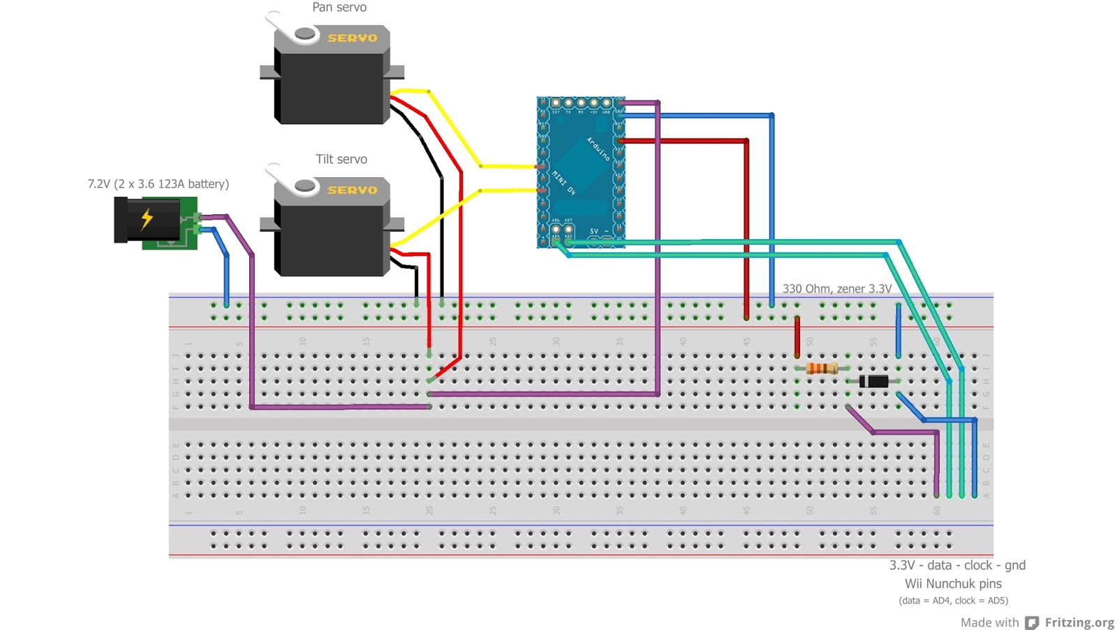 Jangeox Blog Arduino Pan And Tilt With Wii Nunchuk Hardware