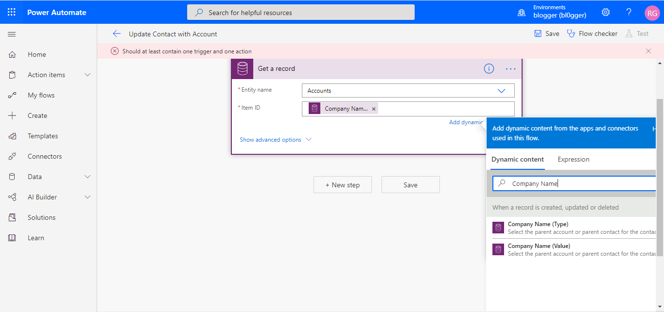 Using Microsoft Flow in Dynamics 365