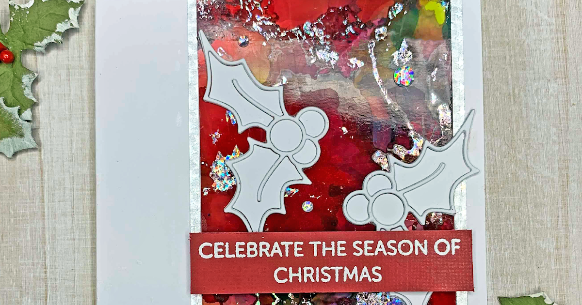 Christmas Card Using Alcohol Inks ~ Nadine Carlier