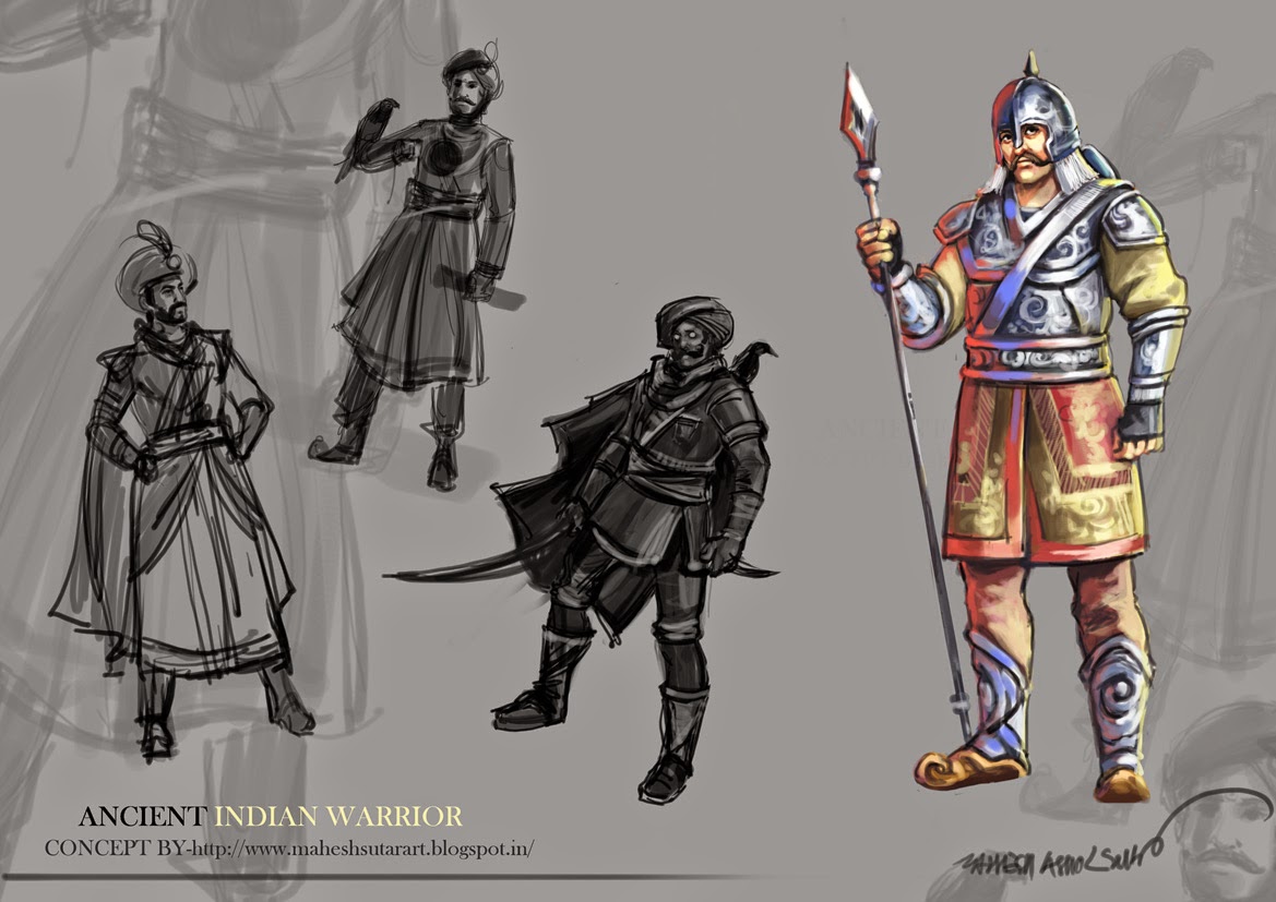 Ancient Indian Warrior Drawing