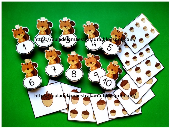 Aula de la maestra Laura: Ardillas y bellotas