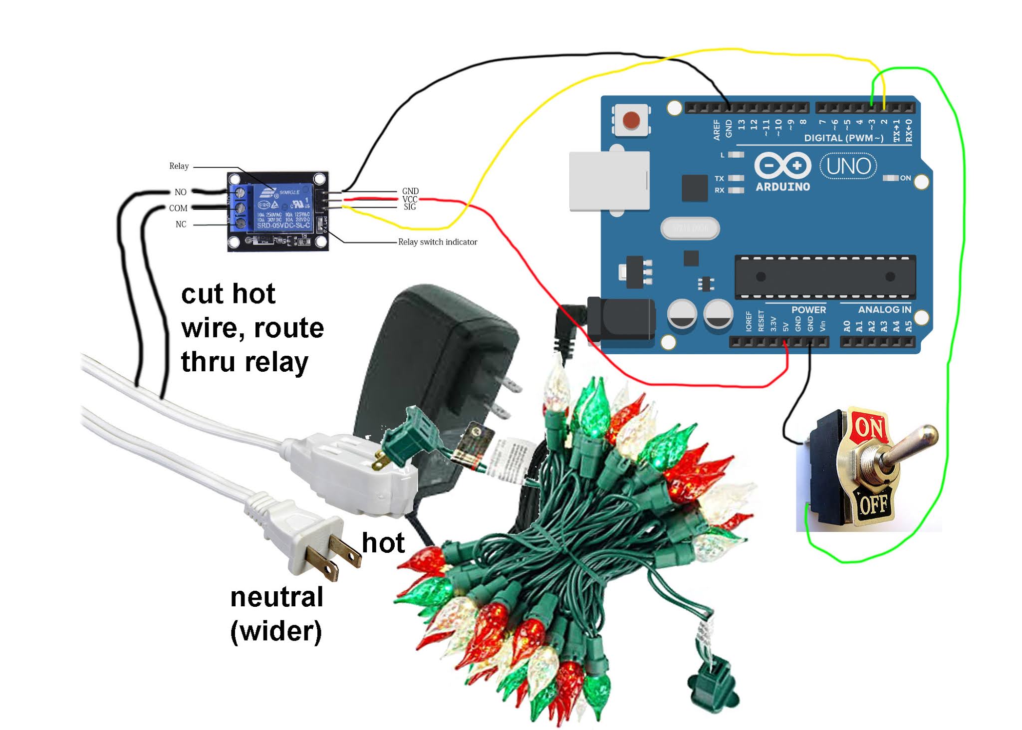 Open Blackboard: Arduino Controlled 5V Relay for Christmas Tree Lights