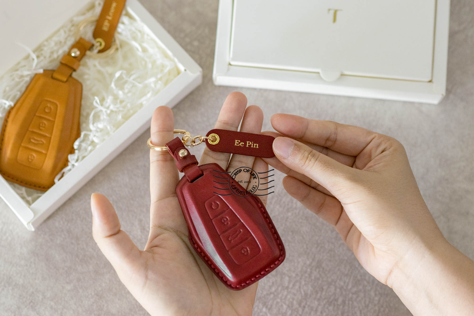 Customized Leather Car Key Sleeve from TYDE - Crisp of Life