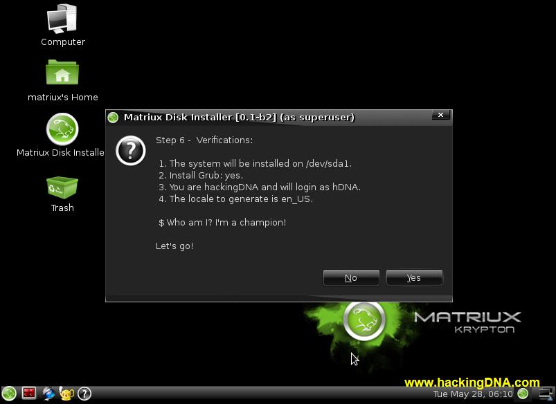 HackingDNA: Matriux Installation On hackingDNA