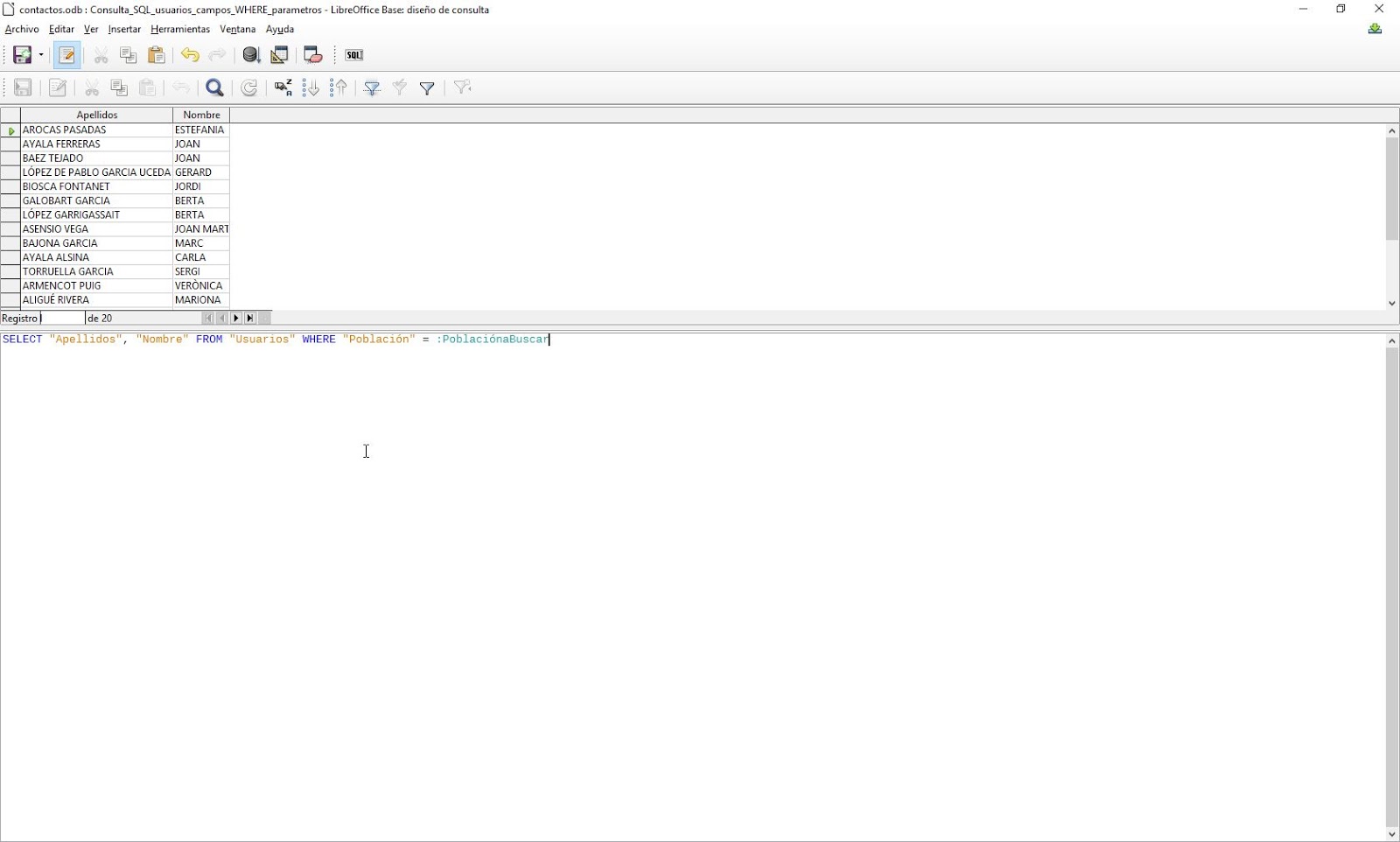 Parámetros Con Sql En Libreoffice Base Xvi Aplicaciones De Libre Uso