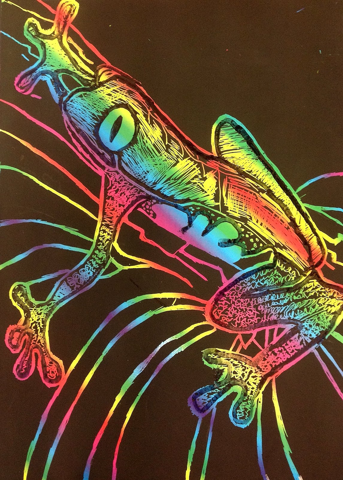 MIXED MEDIA SCRATCH ART - Frogs
