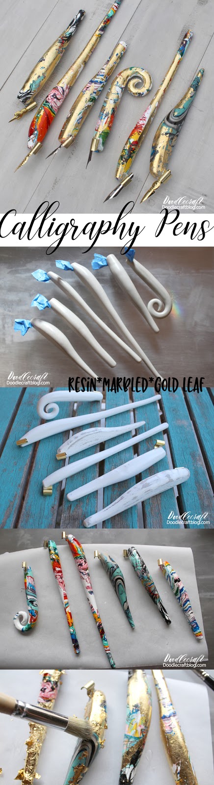 Marbled Gold Leaf Resin Calligraphy Oblique Holders DIY!