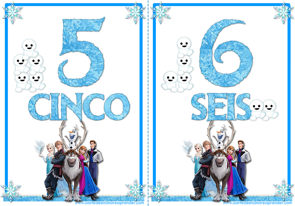 Cartelas de numerais - Frozen - A Arte de Ensinar e Aprender