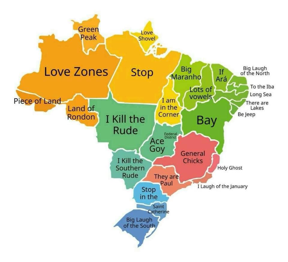 Bora Pensar: MAPA DO BRASIL EM INGLÊS (JÁ QUE OS AMERICANOS ESTÃO ...
