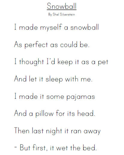 Adventures in Room 111: Spelling Poem #23: Snowball