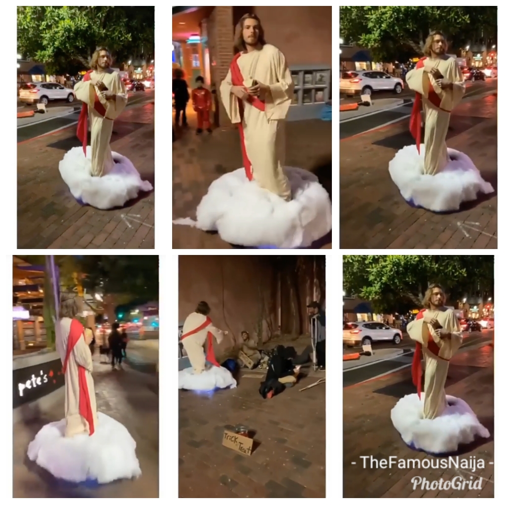 The man was seen dressed like Jesus while moving in style from street ...