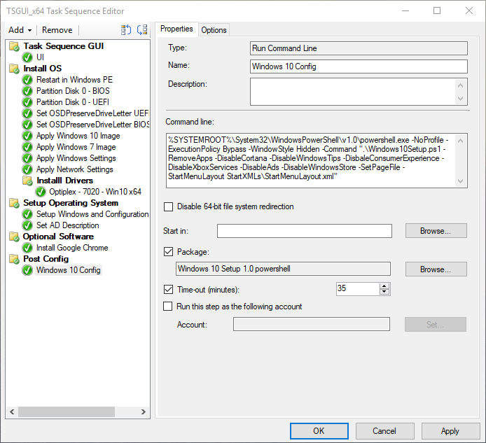 SCCM Task Sequence GUI - How to set up the TS to work with a GUI
