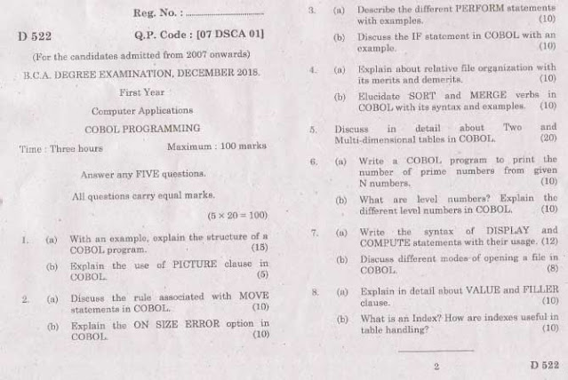 Bharathiar University B.C.A., Computer Applications COBOL PROGRAMMING ...