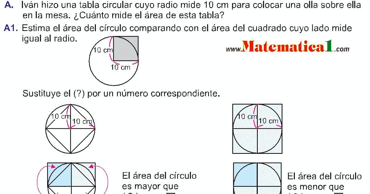 AREA DE UN CIRCULO EJERCICIOS RESUELTOS DE MATEMÁTICAS DE PRIMARIA O ...