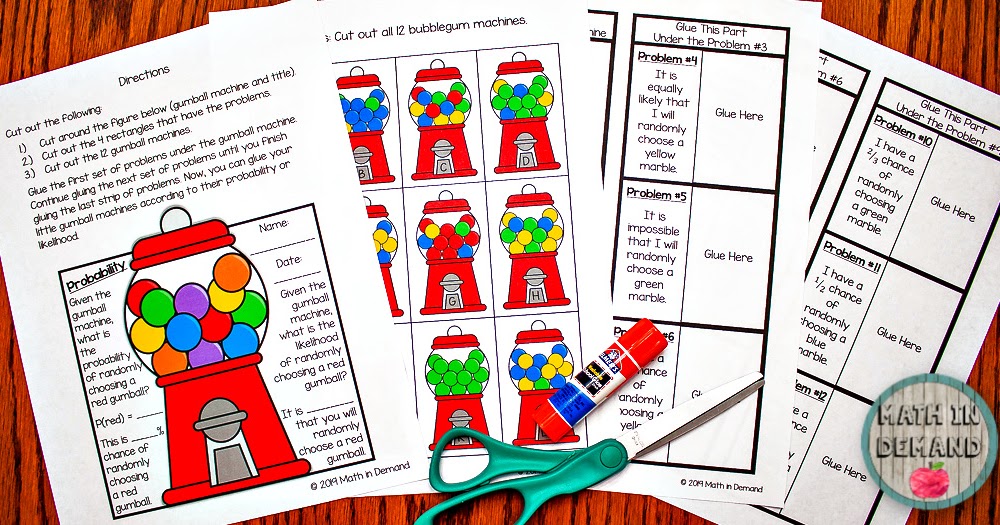 Math in Demand: Probability / Likelihood Gumball Machine Cut and Paste ...