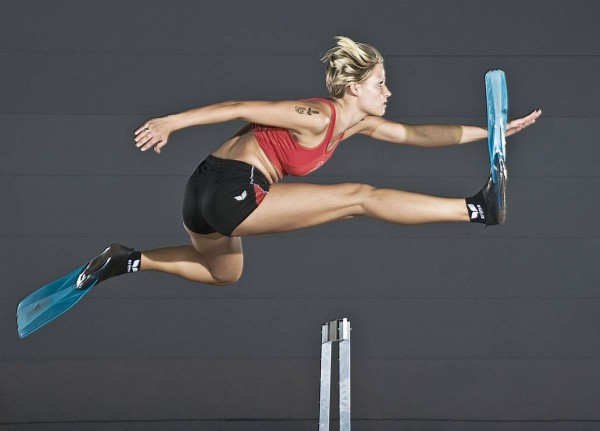 Guinness World Records Fastest 100 Meter Hurdles Wearing Swim Fins Individual Female