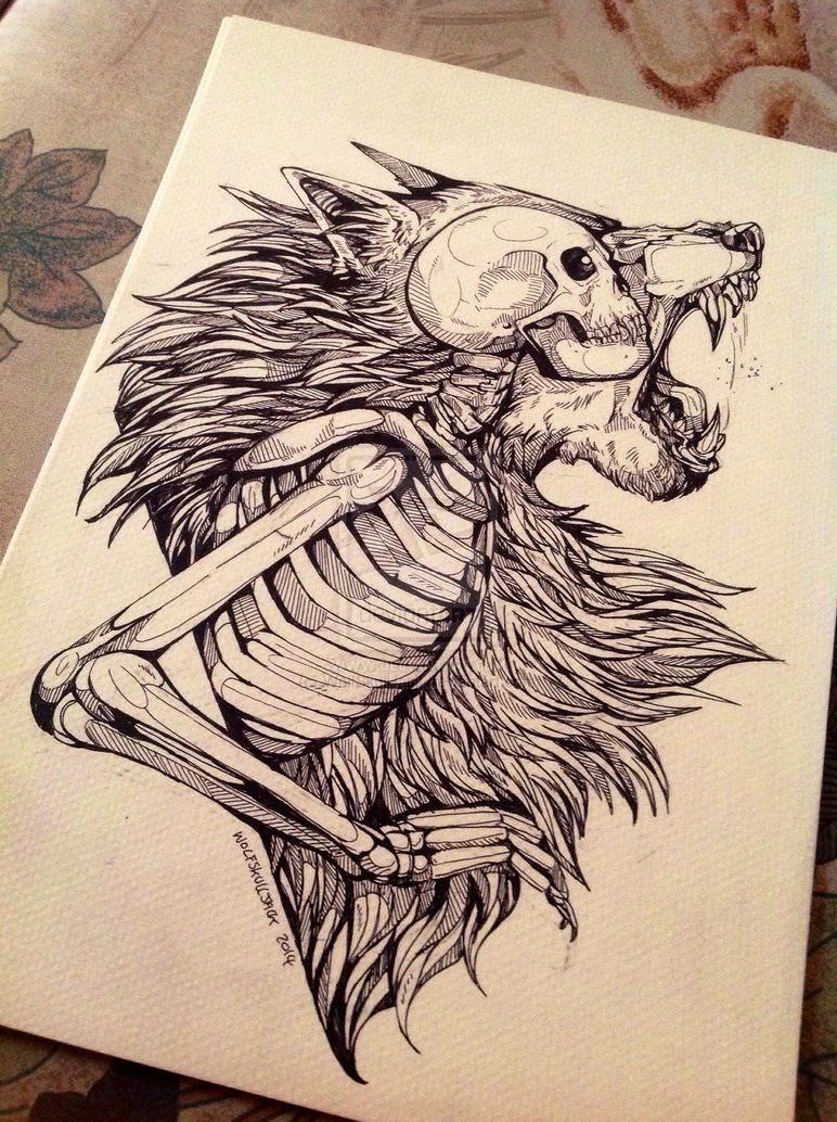 art wolf human skeleton