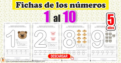 Material Educativo: Hojas de trabajo con números del 1 al 10 para ...