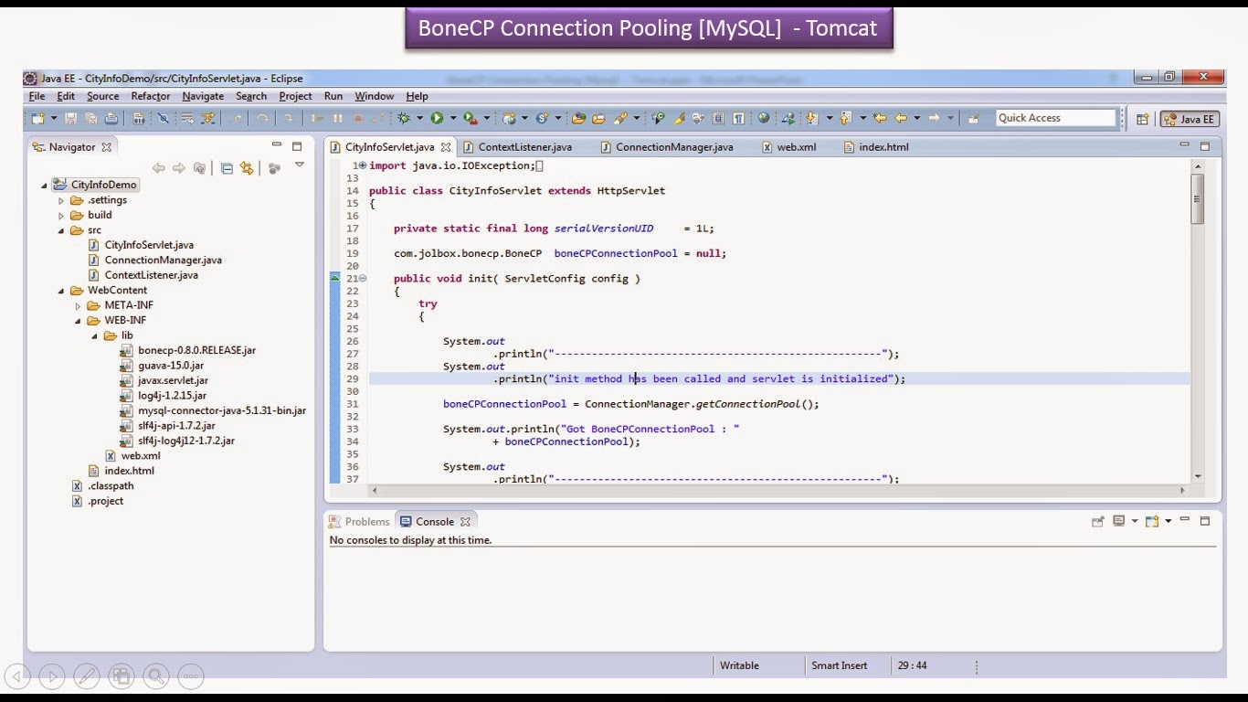 Java Ee Jdbcservlets Bonecp Connection Pooling Mysql Tomcat