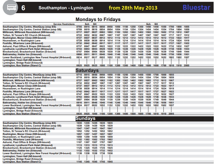 Southampton Bus Update: New timetables for Lymington routes