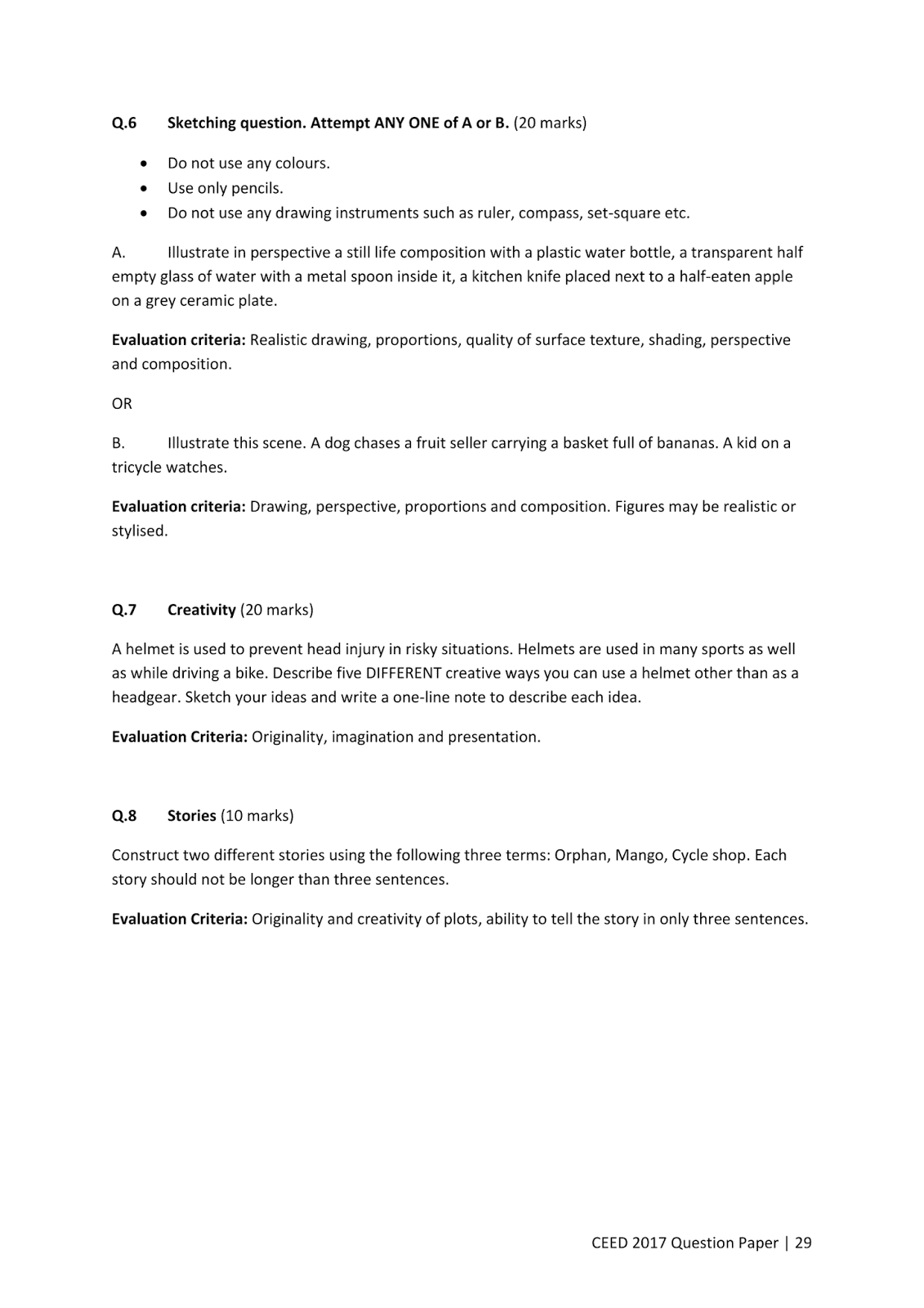 CEED 2017 Question Paper