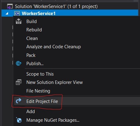 Publish .NET Core Worker Service