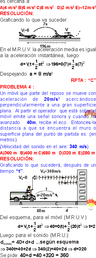 MOVIMIENTO RECTILÍNEO UNIFORMEMENTE VARIADO FÓRMULAS EJERCICIOS RESUELTOS