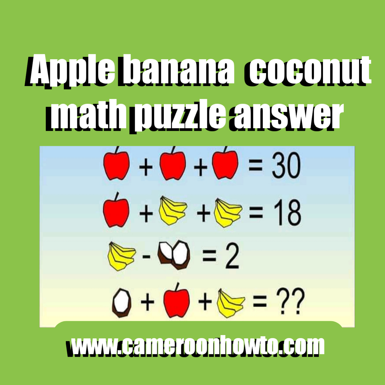 Apple banana coconut math puzzle answer