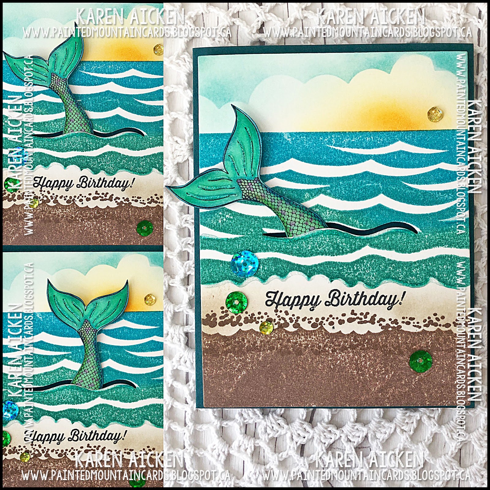 Painted Mountain Cards: Mermaid Tail Birthday Cards