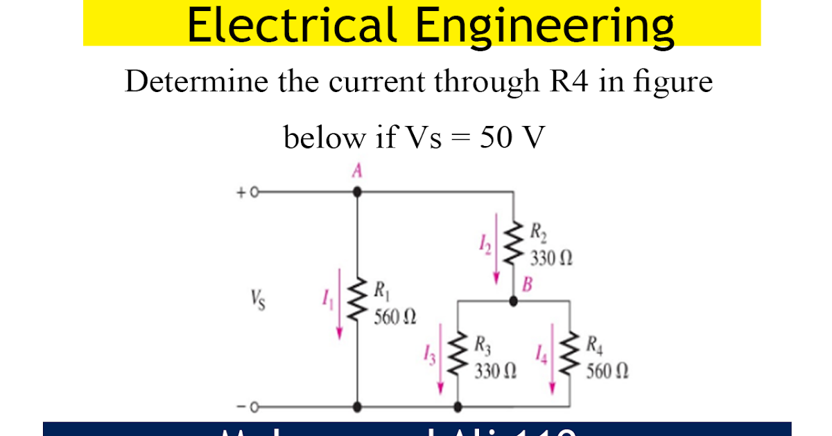 Determine the current through R4 in figure below if Vs= 50v - Muhammad Ali 110 - Homework Solutions