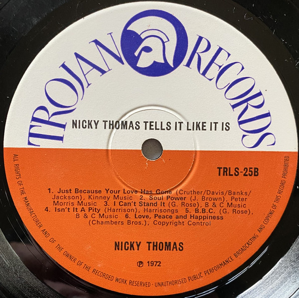 Compartilhando Reggae: Nicky Thomas - Tell It Like It Is (Trojan LP 1971)