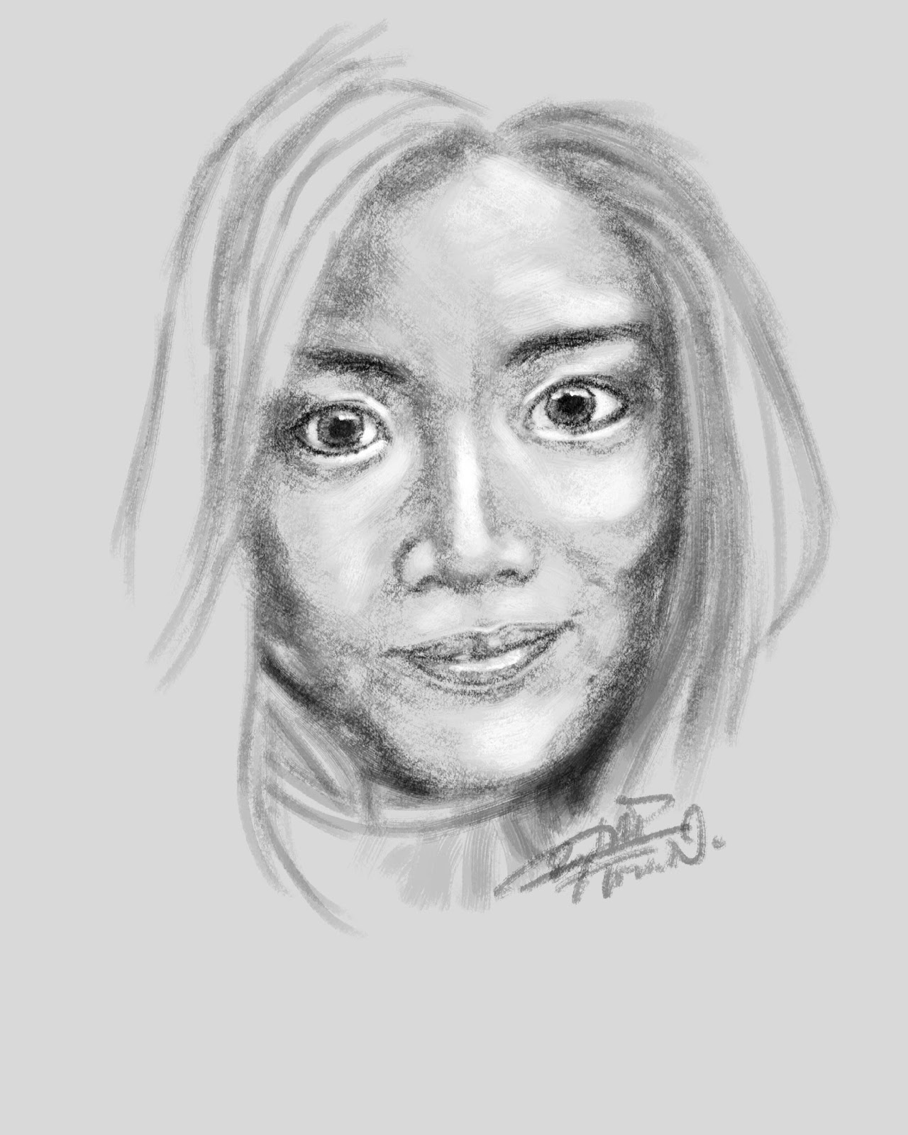 Tina N.: Digital Shading Practice: Quick Self Portrait