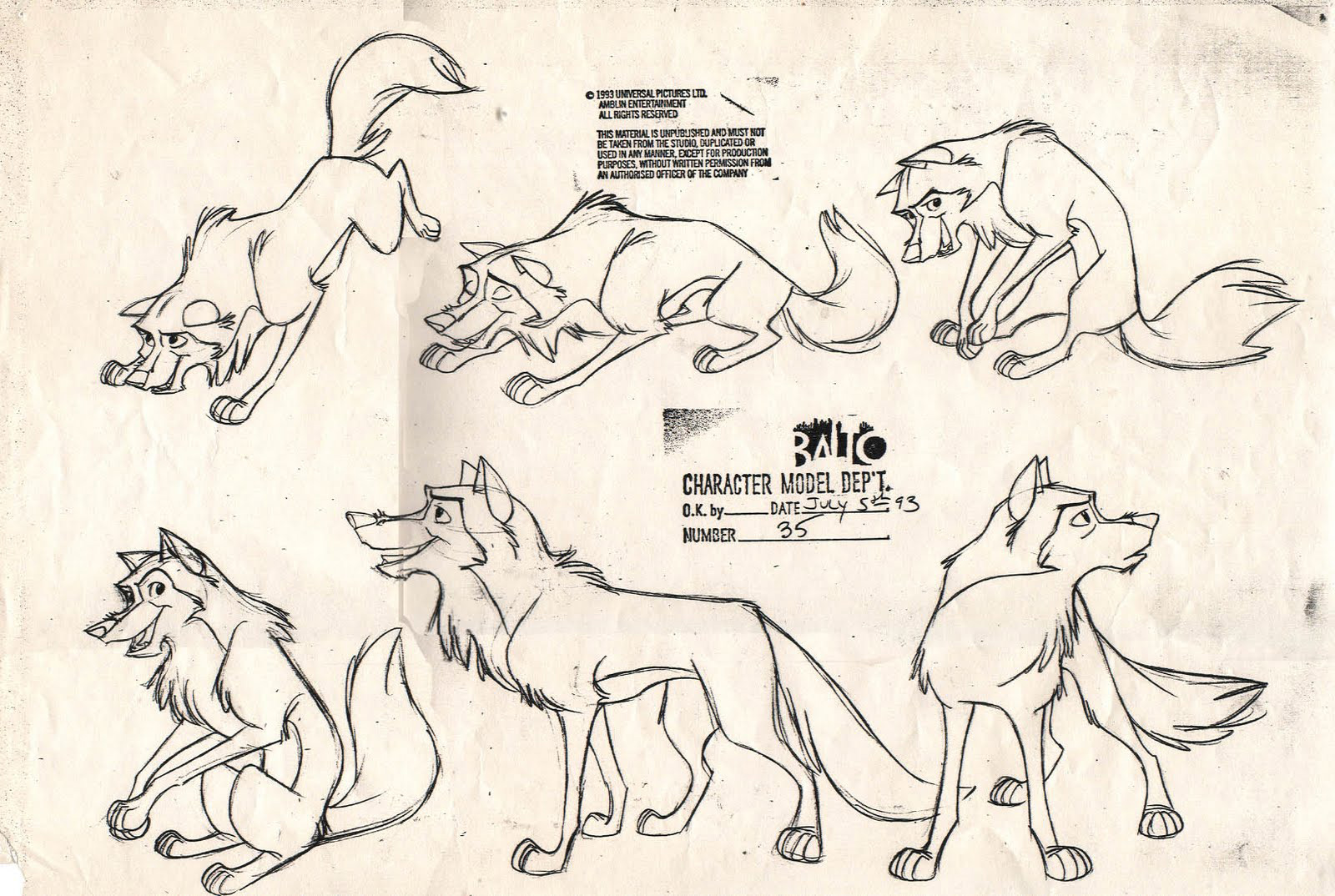 Art Models: Balto (1995) - Characters, Model Sheets