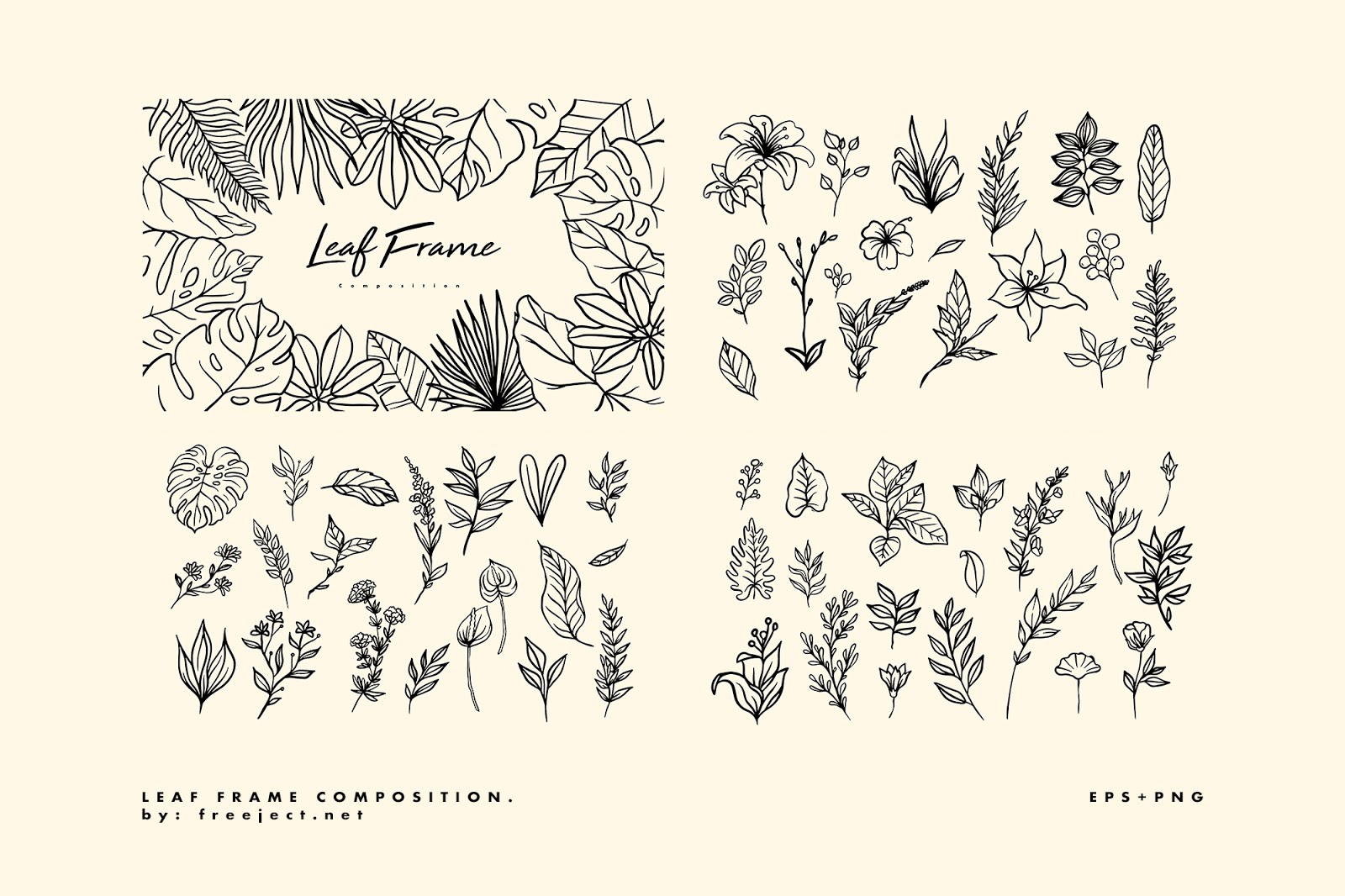 Free Downoad Vector Leaf Frame Composition - EPS File